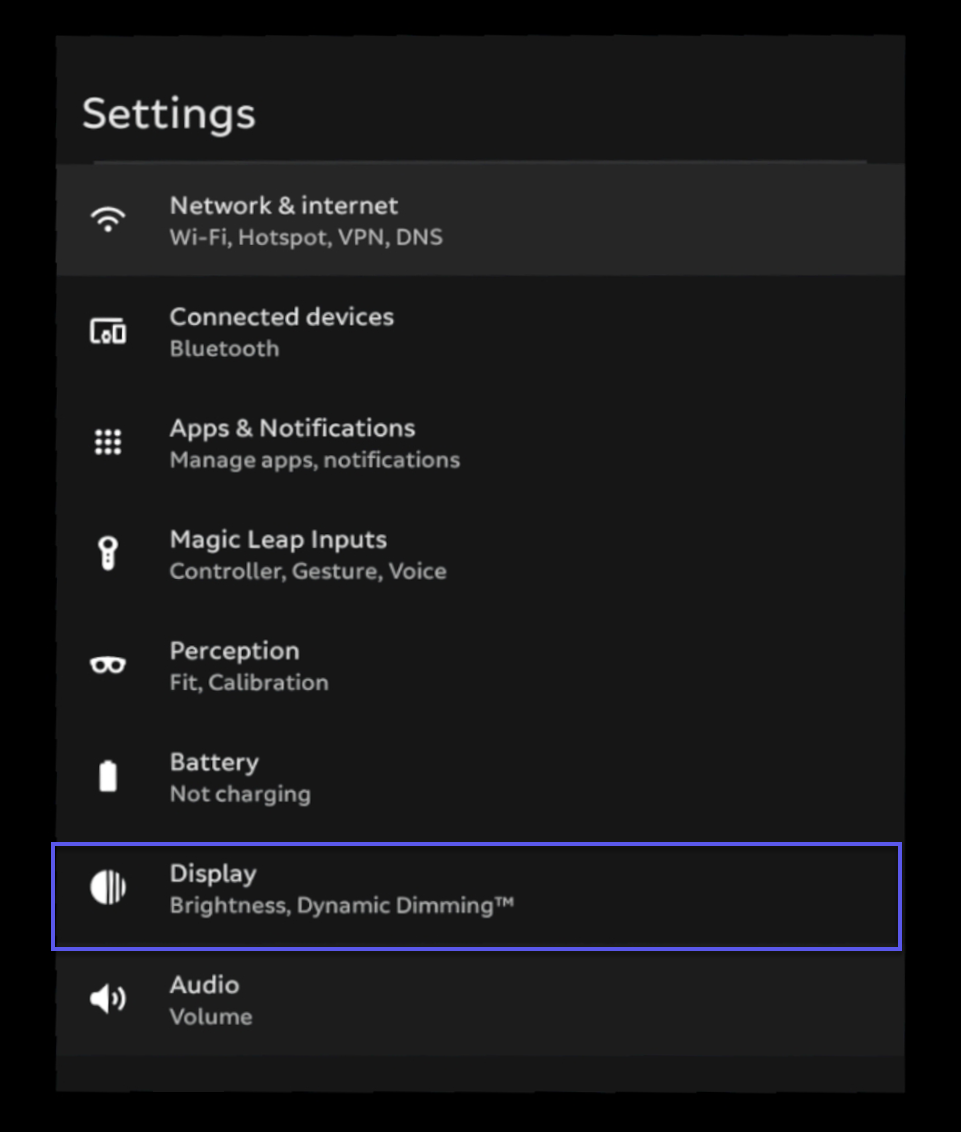 System Settings | MagicLeap Developer Documentation