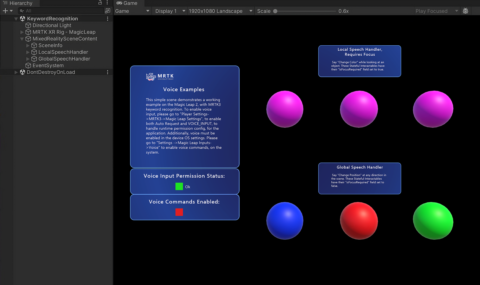Samples Scenes | MagicLeap Developer Documentation