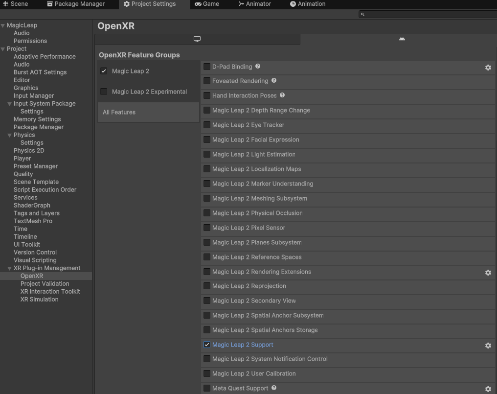 Configure Project Settings | MagicLeap Developer Documentation